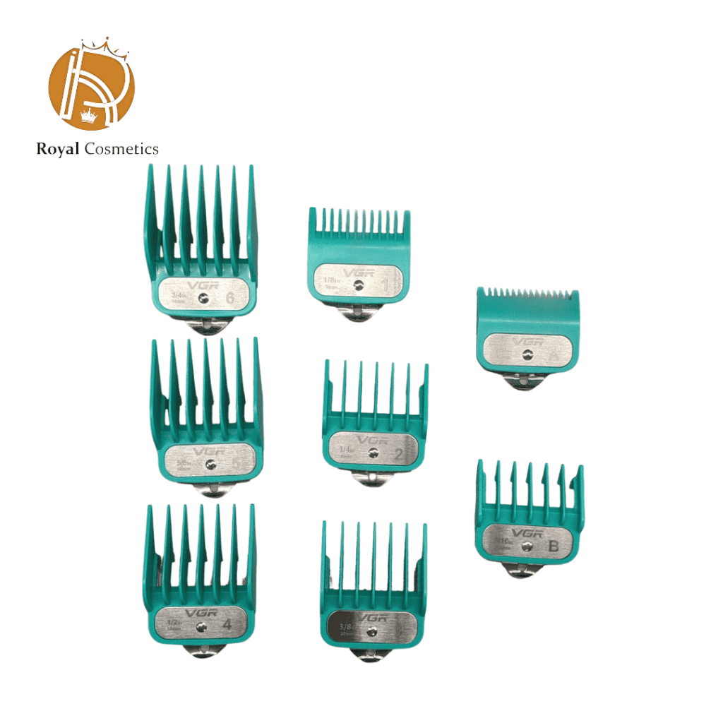 VGR V-891 8 Piece Metal Clipper Guide Comb Set - Royal Cosmetics
